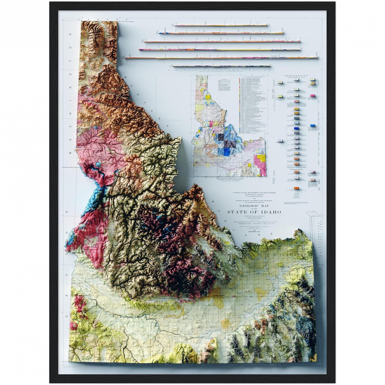 Idaho Maps Posters | Idaho Wall Maps | Geoartmaps