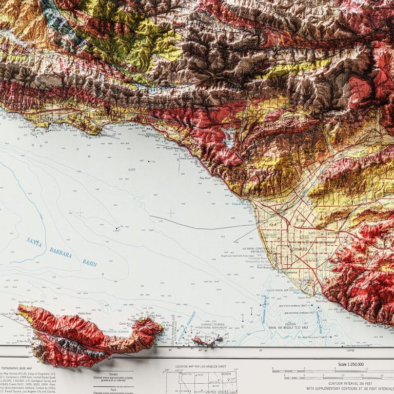 Los Angeles California Map | Shaded Relief Map | Geoartmaps