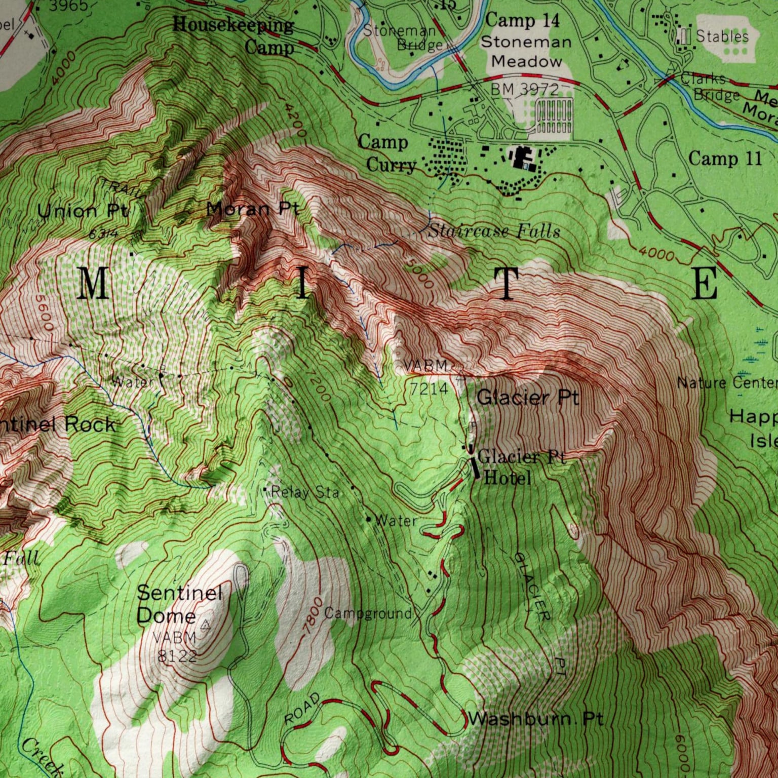 Yosemite Valley Topographic Map |Geoartmaps|