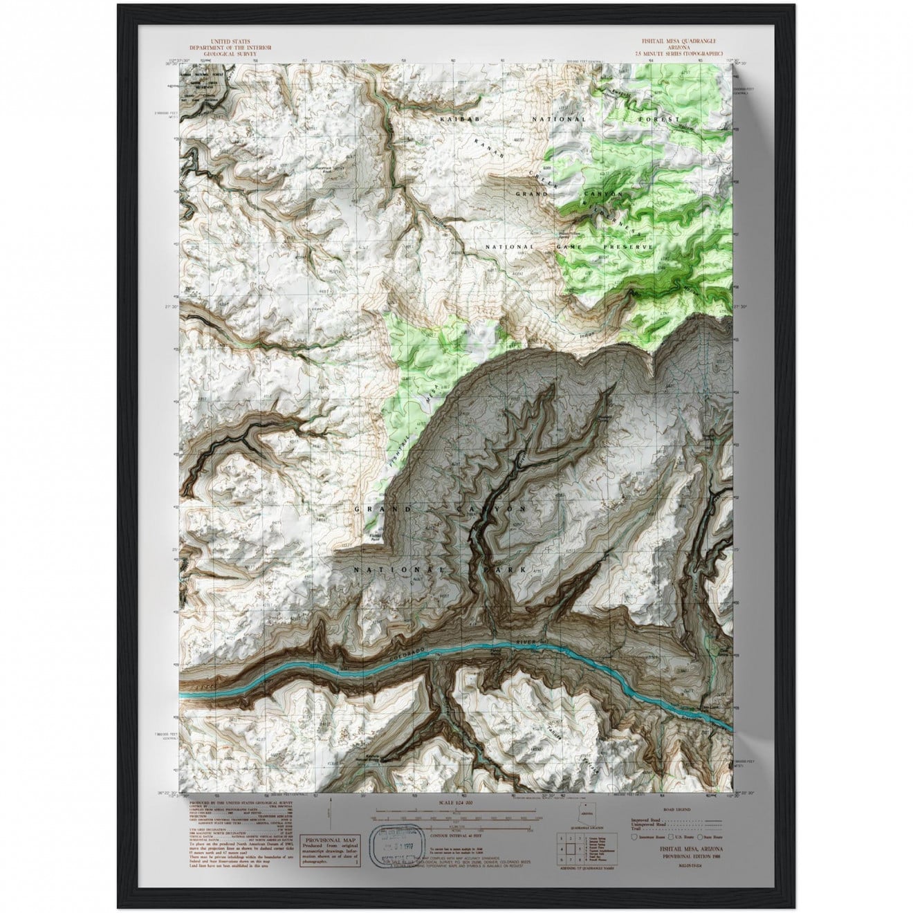Fishtail Mesa Grand Canyon Map | Wall Decor | Geoartmaps