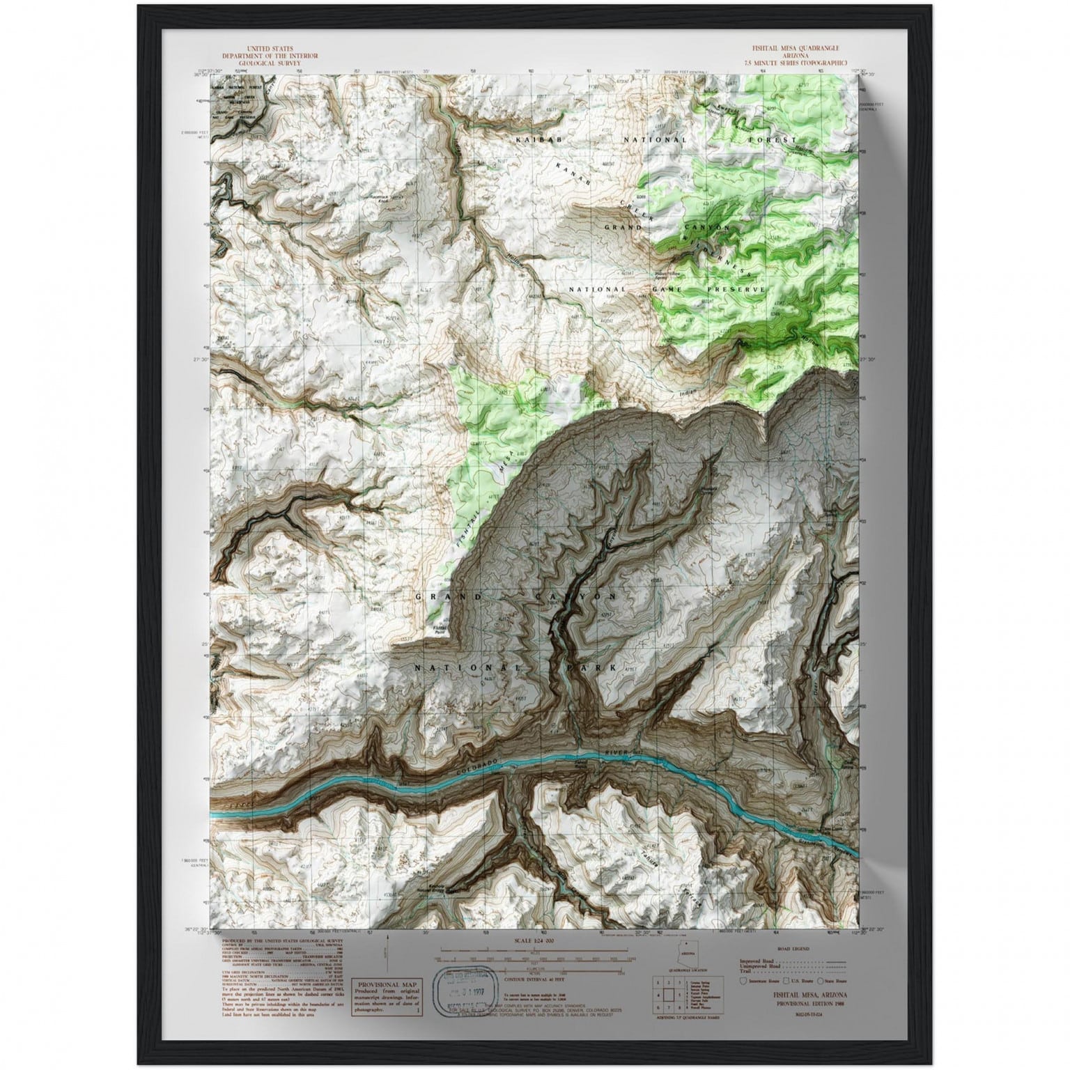 Fishtail Mesa Grand Canyon Map | Wall Decor | Geoartmaps