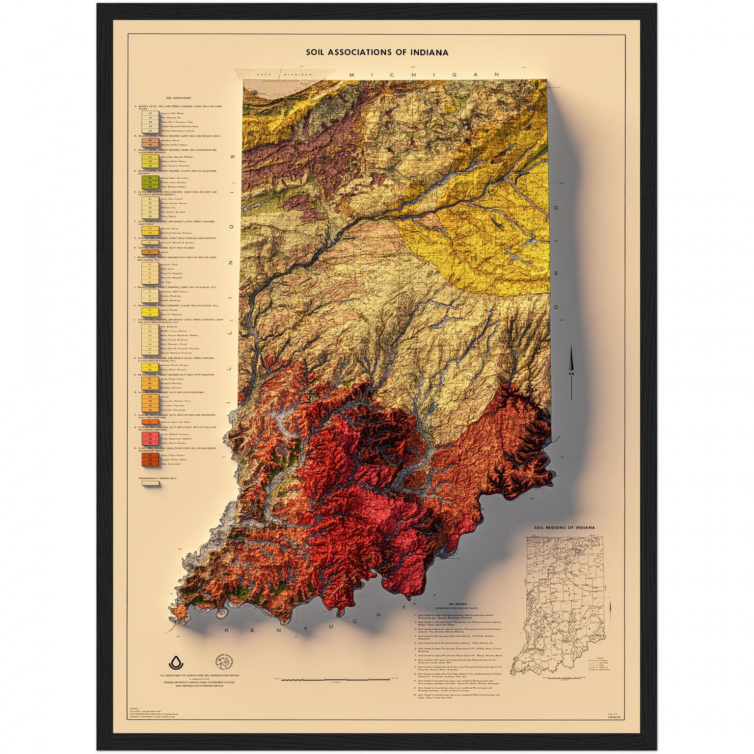 Indiana Maps Posters | Indiana Wall Maps | Geoartmaps