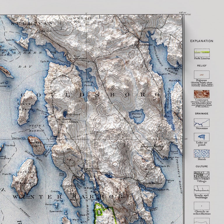 Acadia Topographic Map | Map Of Grand Canyon | Geoartmaps