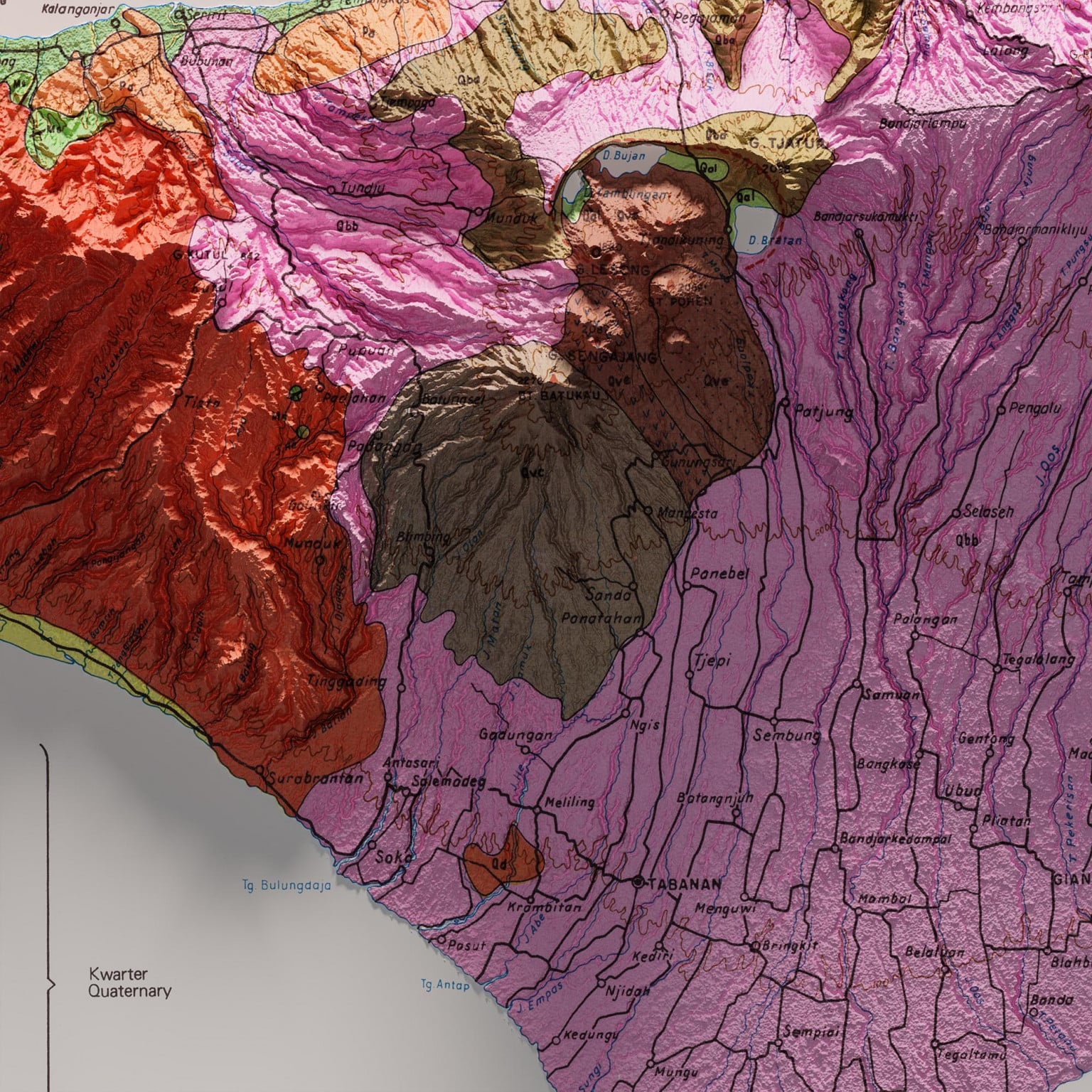 Bali Geological Map | 3D Relief Map Of Bali | Geoartmaps