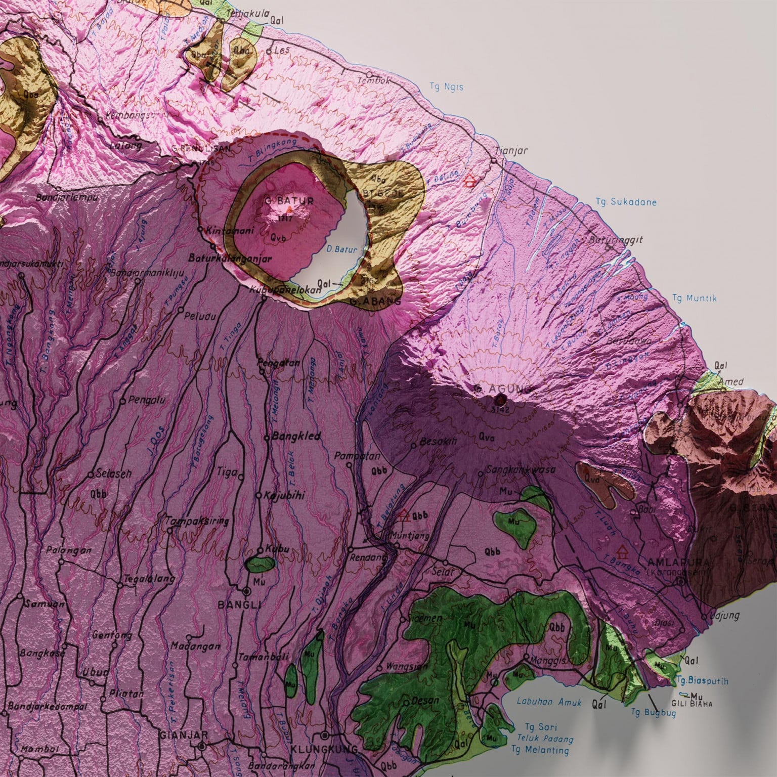 Bali Geological Map | 3D Relief Map Of Bali | Geoartmaps