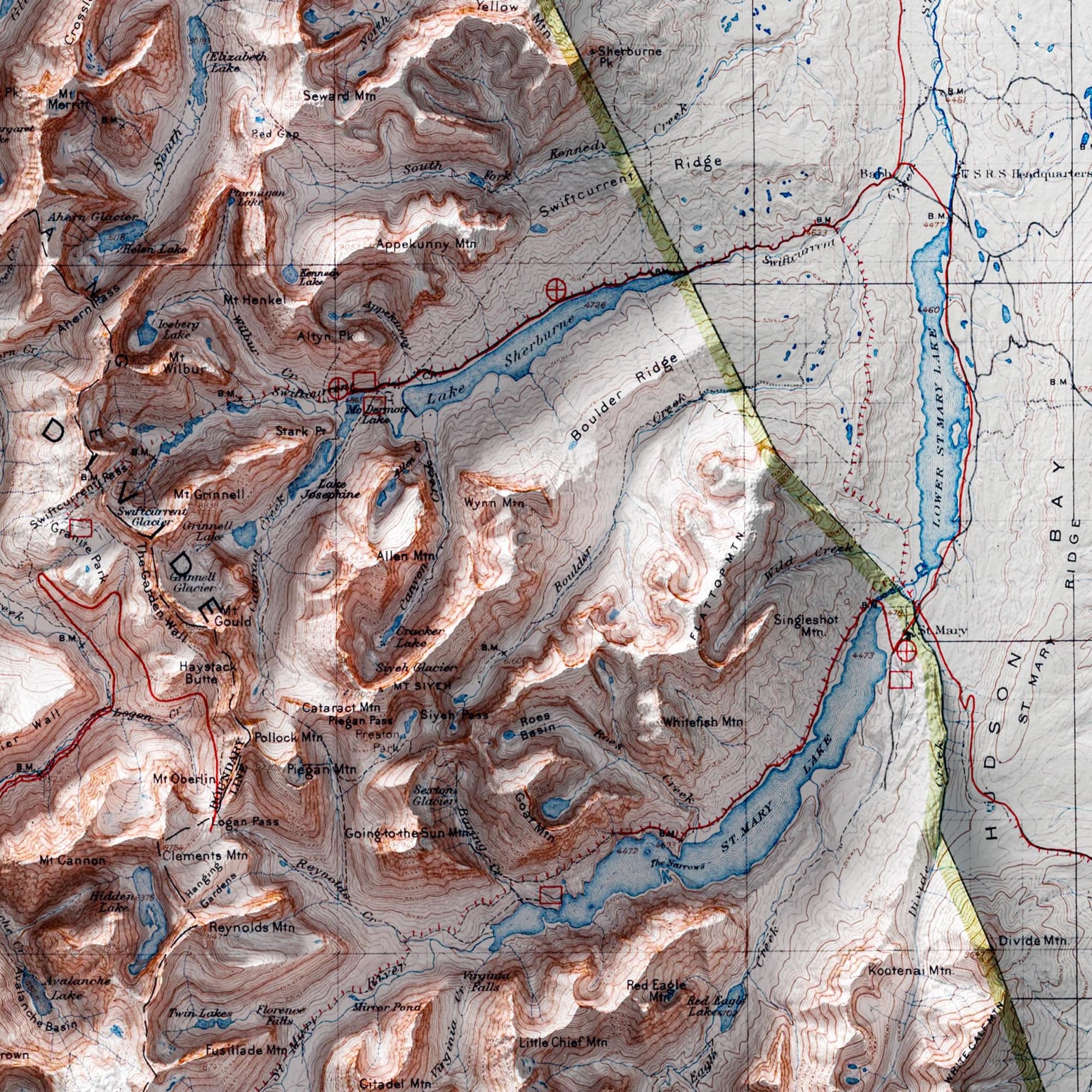 Glacier National Park Map | 3D Map | Geoartmaps