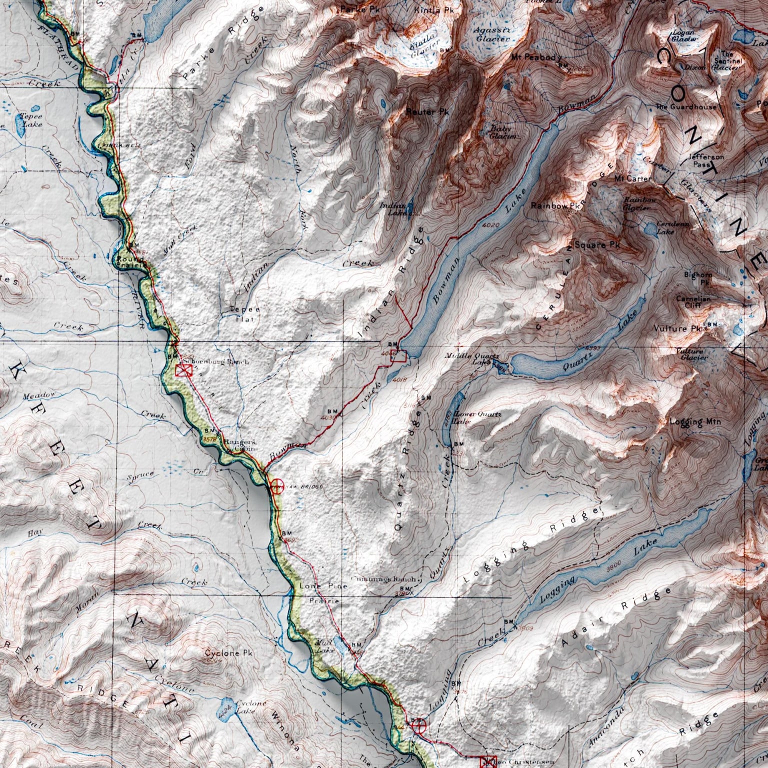 Glacier National Park Map | 3D Map | Geoartmaps