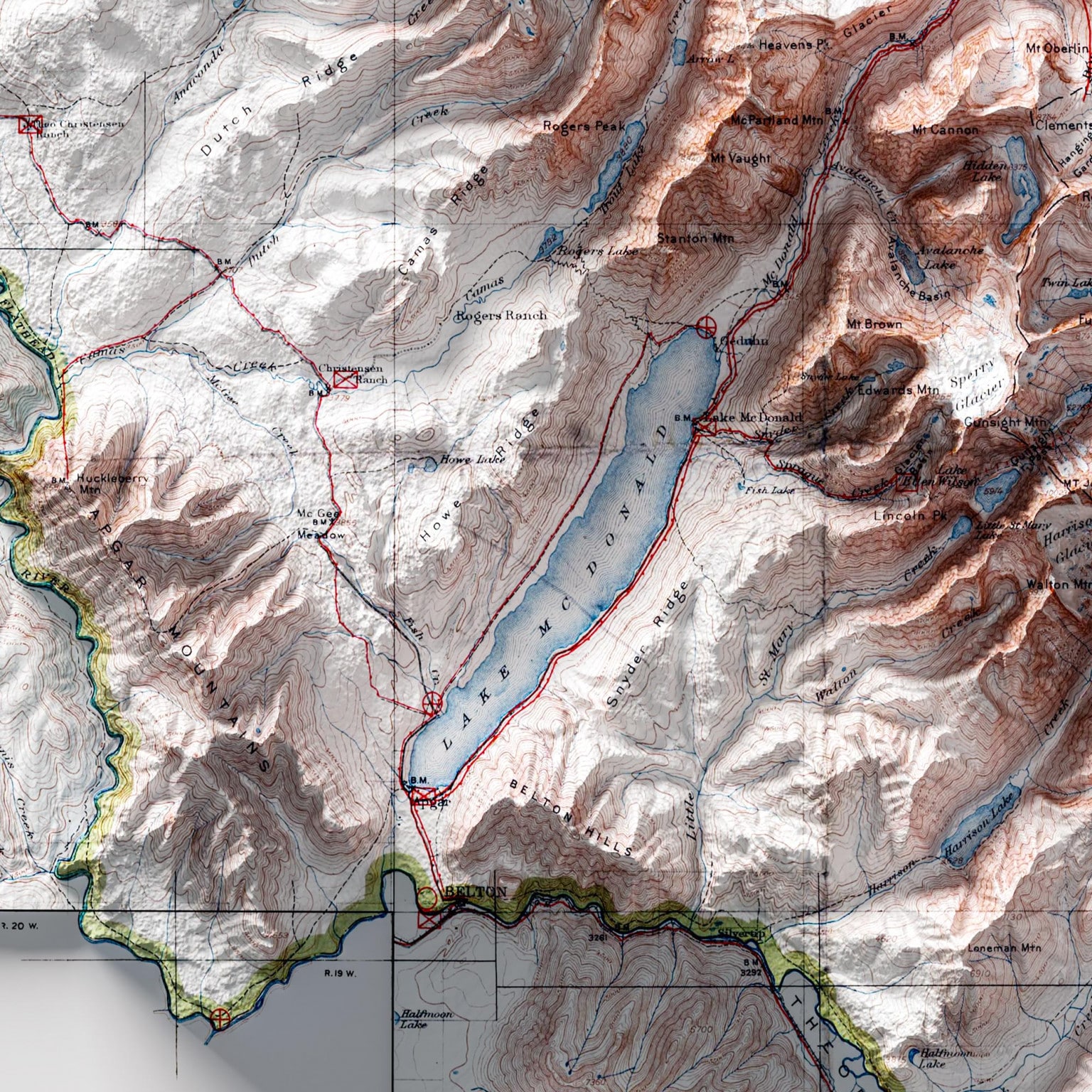 Glacier National Park Map | 3D Map | Geoartmaps