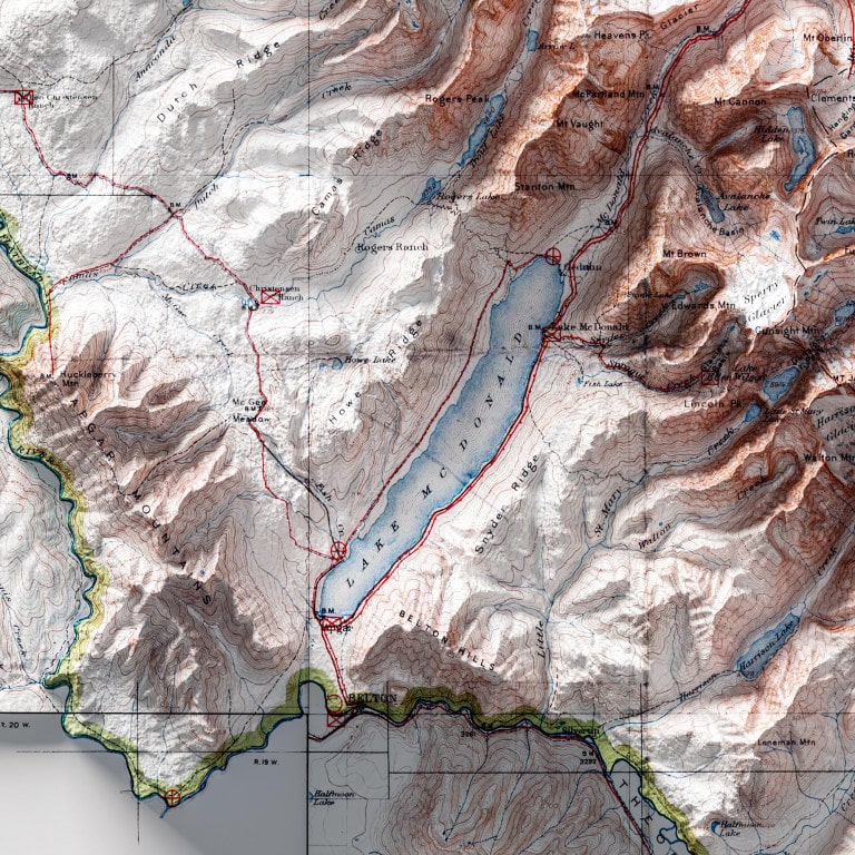Glacier National Park Map | 3D Map | Geoartmaps