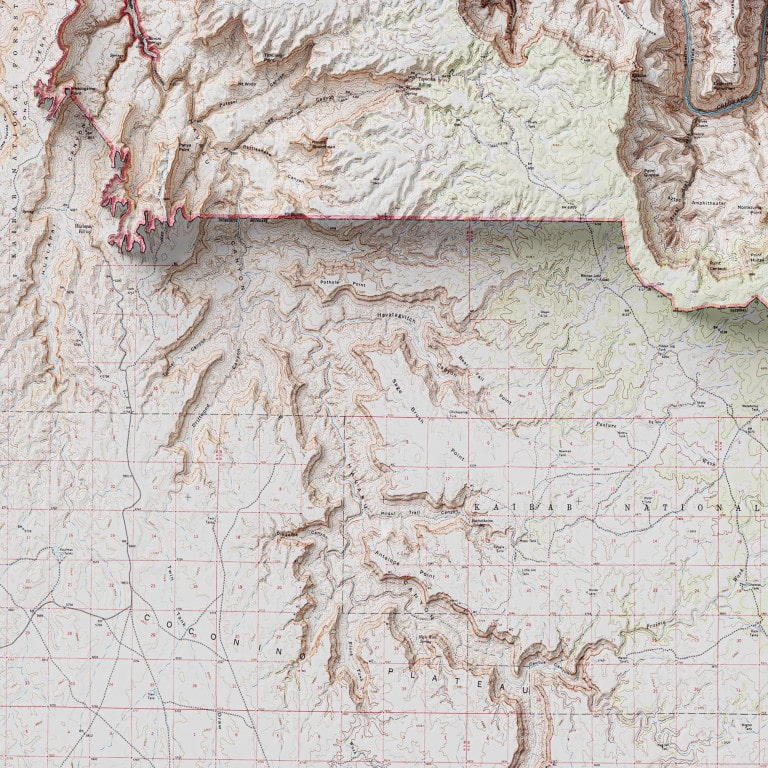 Grand Canyon Topographic Map | Map Of Grand Canyon | Geoartmaps