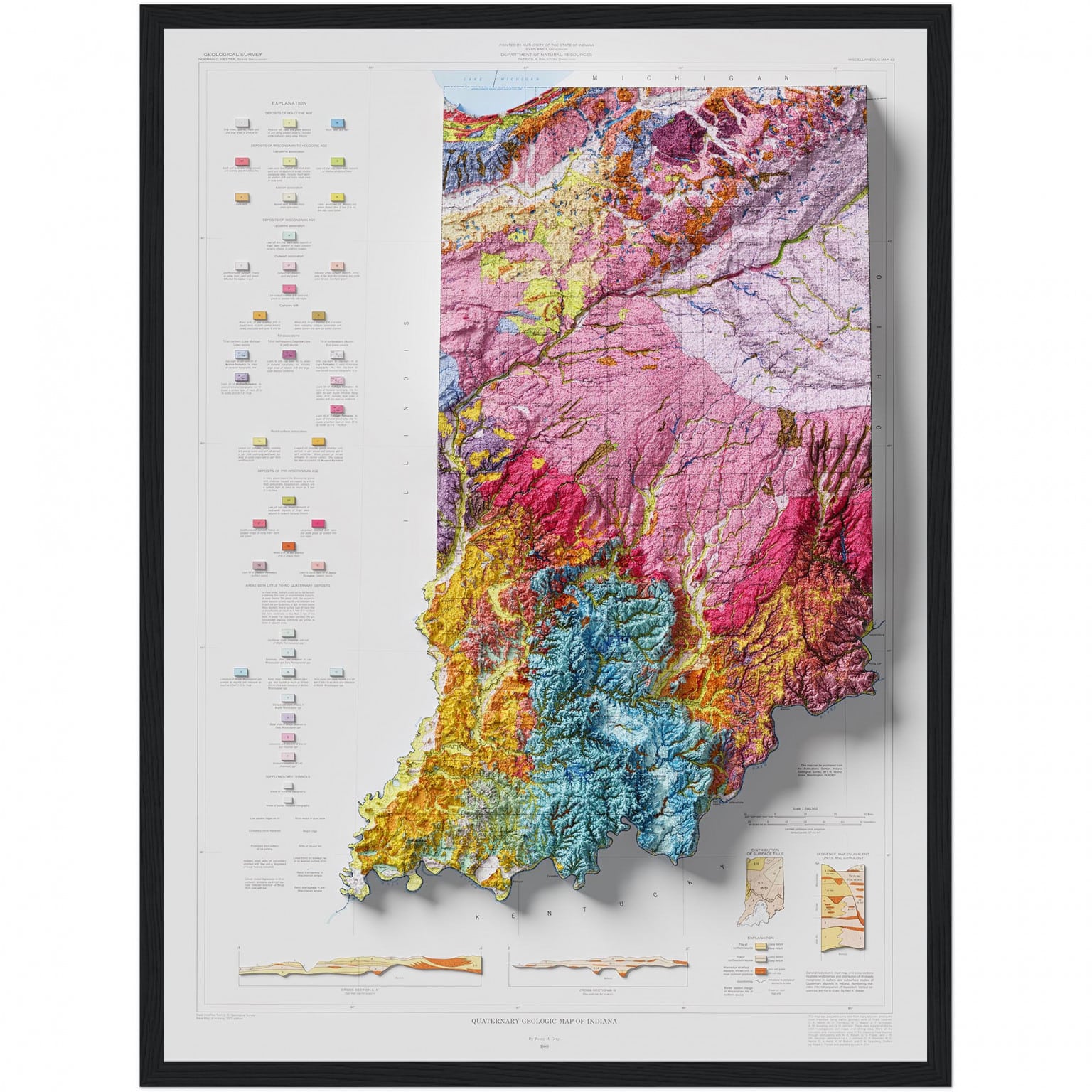 Indiana Maps Posters | Indiana Wall Maps | Geoartmaps