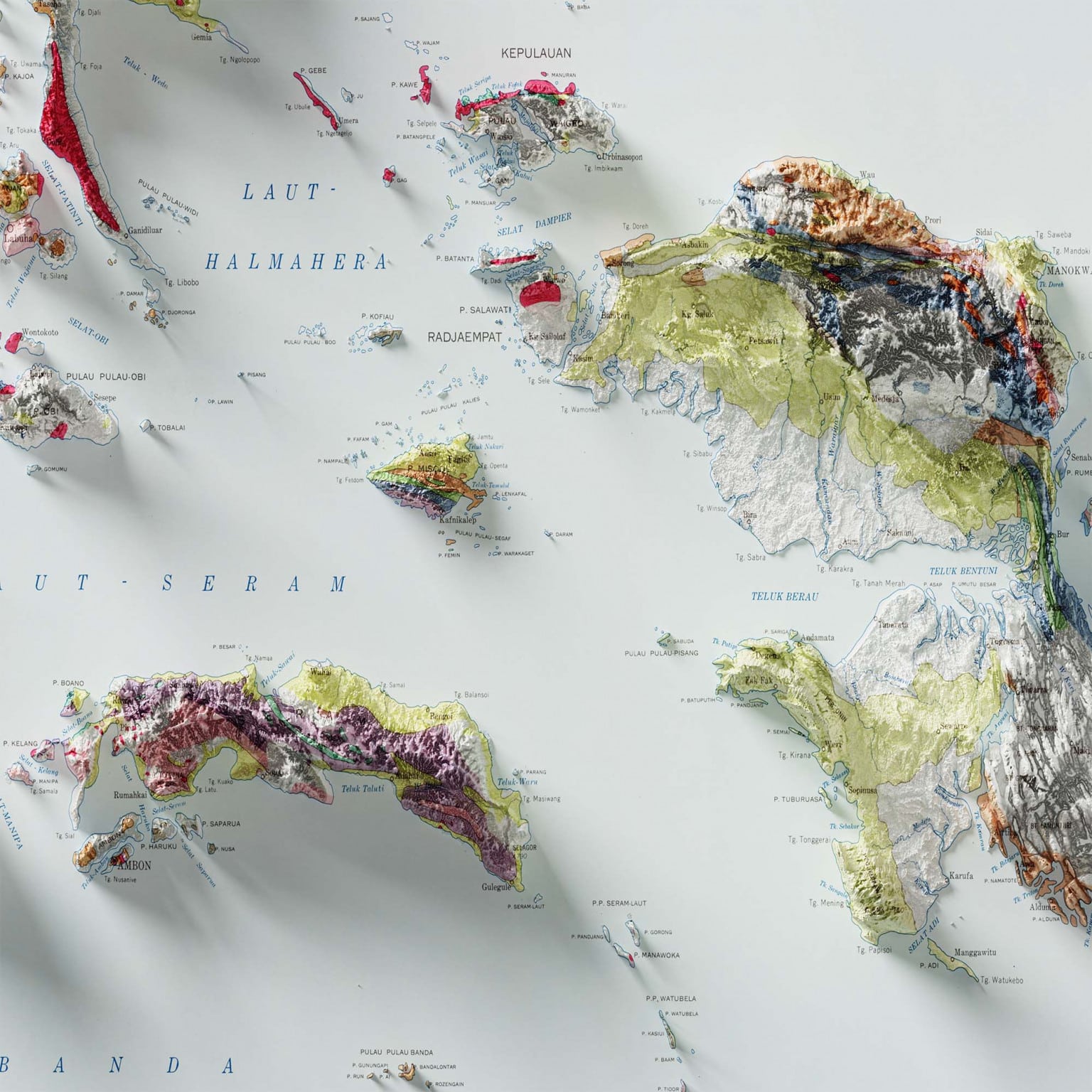 Indonesia Geological Map |3D Map Of Indonesia| Geoartmaps
