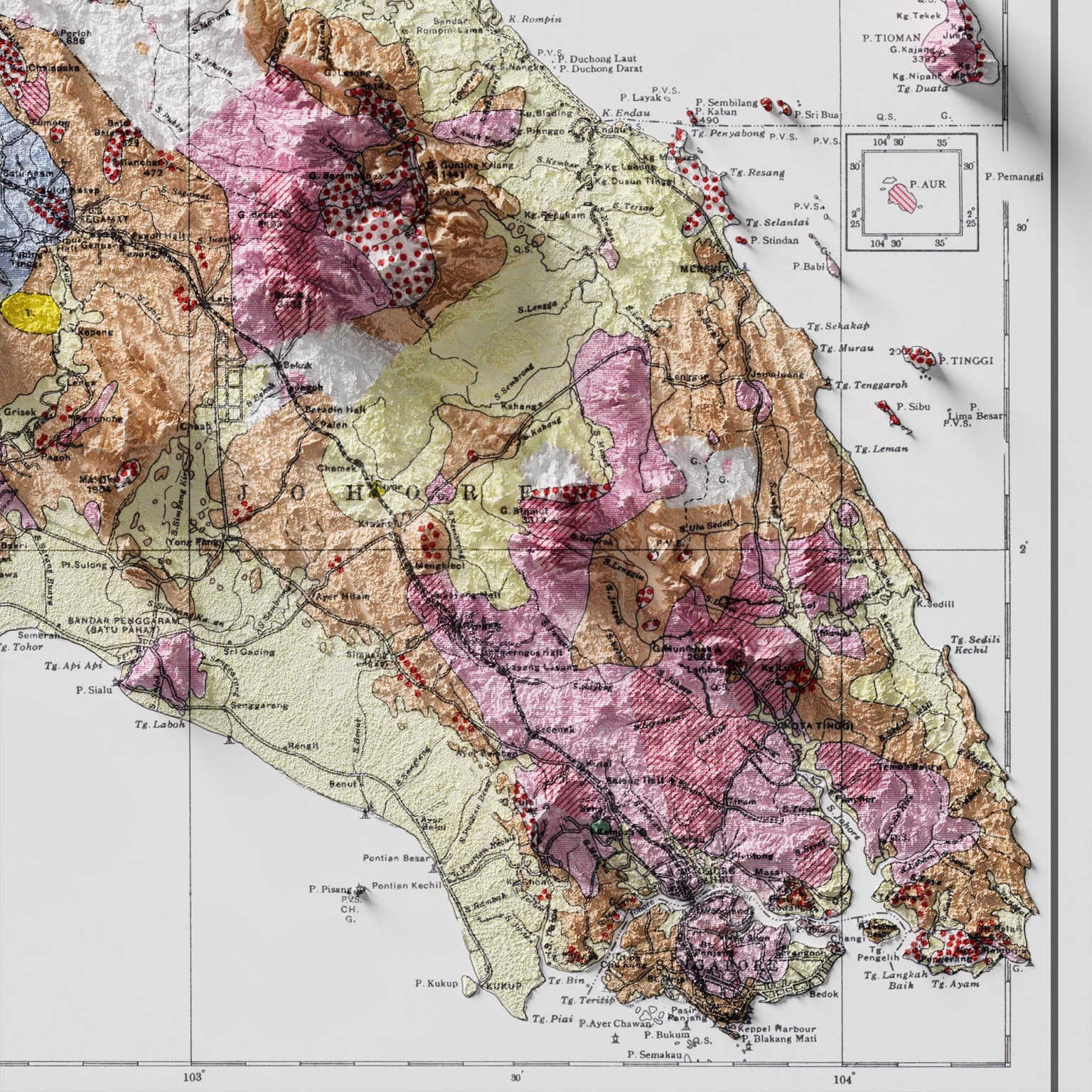 Malaysia Geological Map | 3D Malaya Map | Geoartmaps