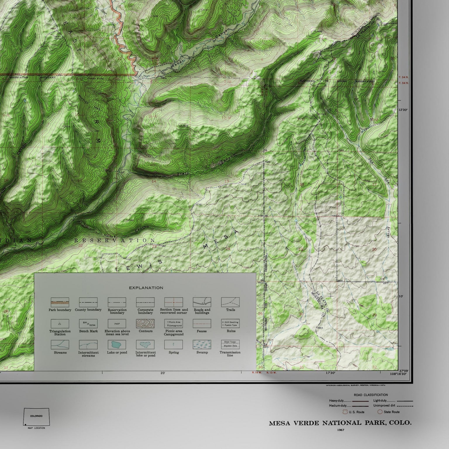Mesa Verde Topographic Map | Map Of Grand Canyon | Geoartmaps