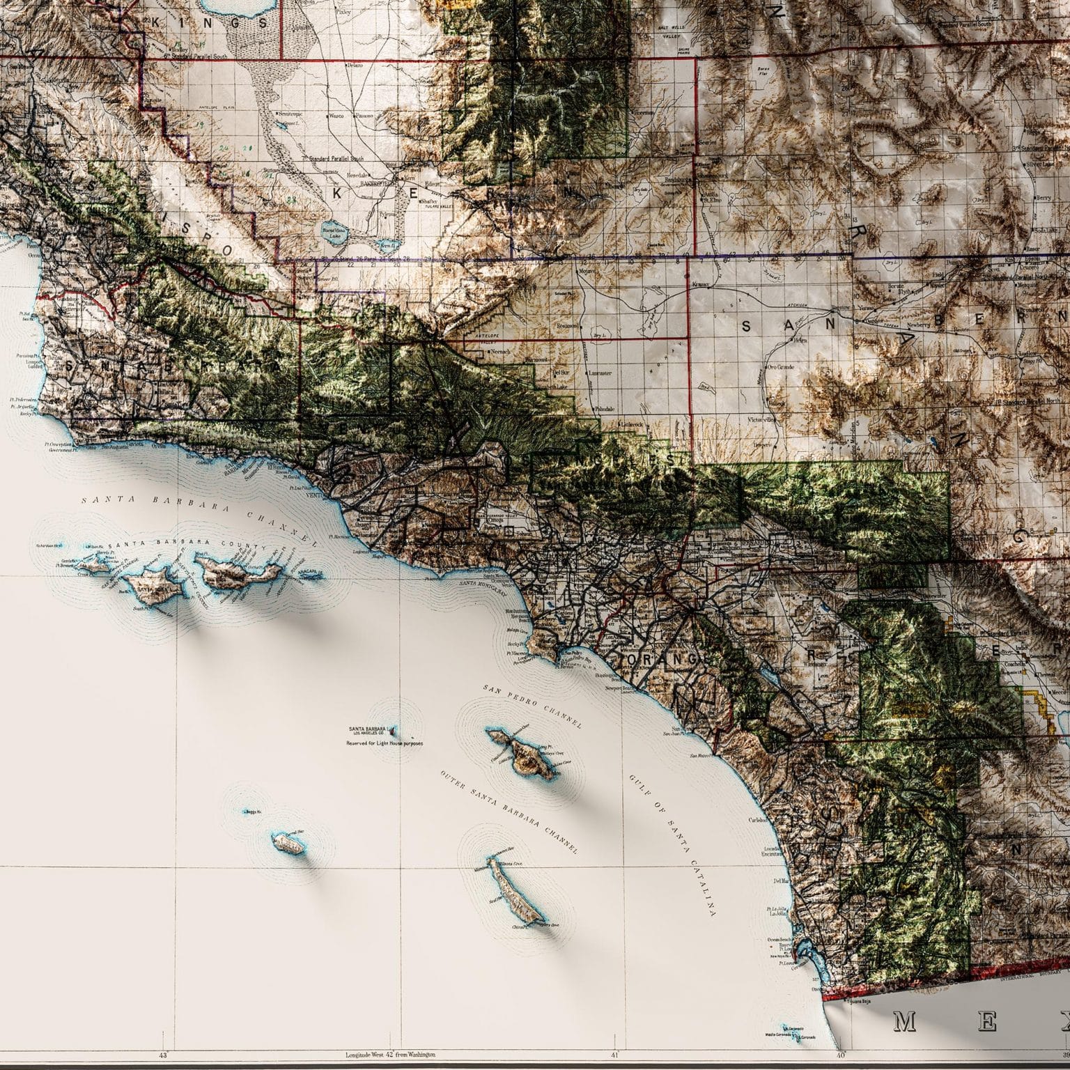 California Map 1907 | 3D Map Of California | Geoartmaps
