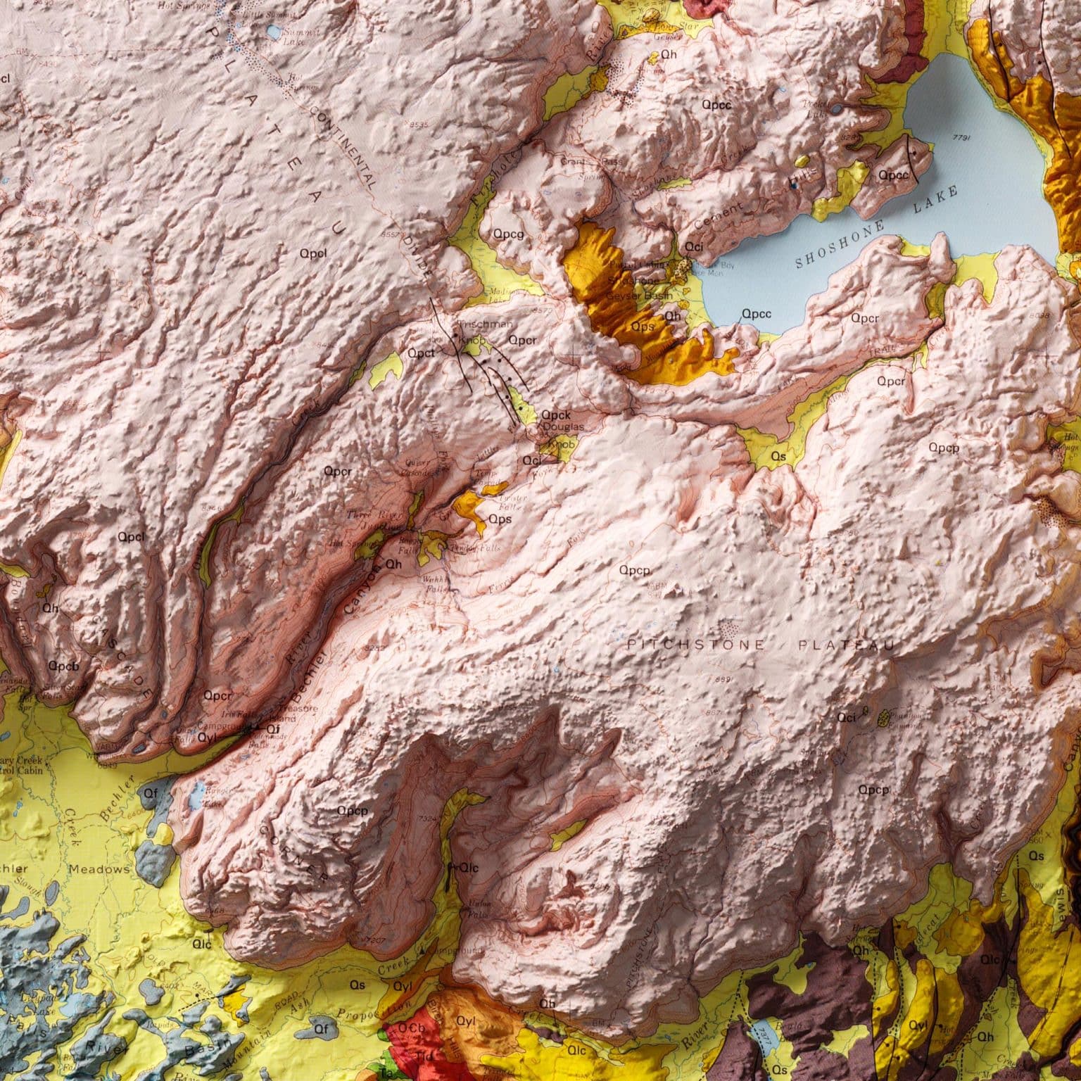 Yellowstone Map | Relief Map | Geoartmaps